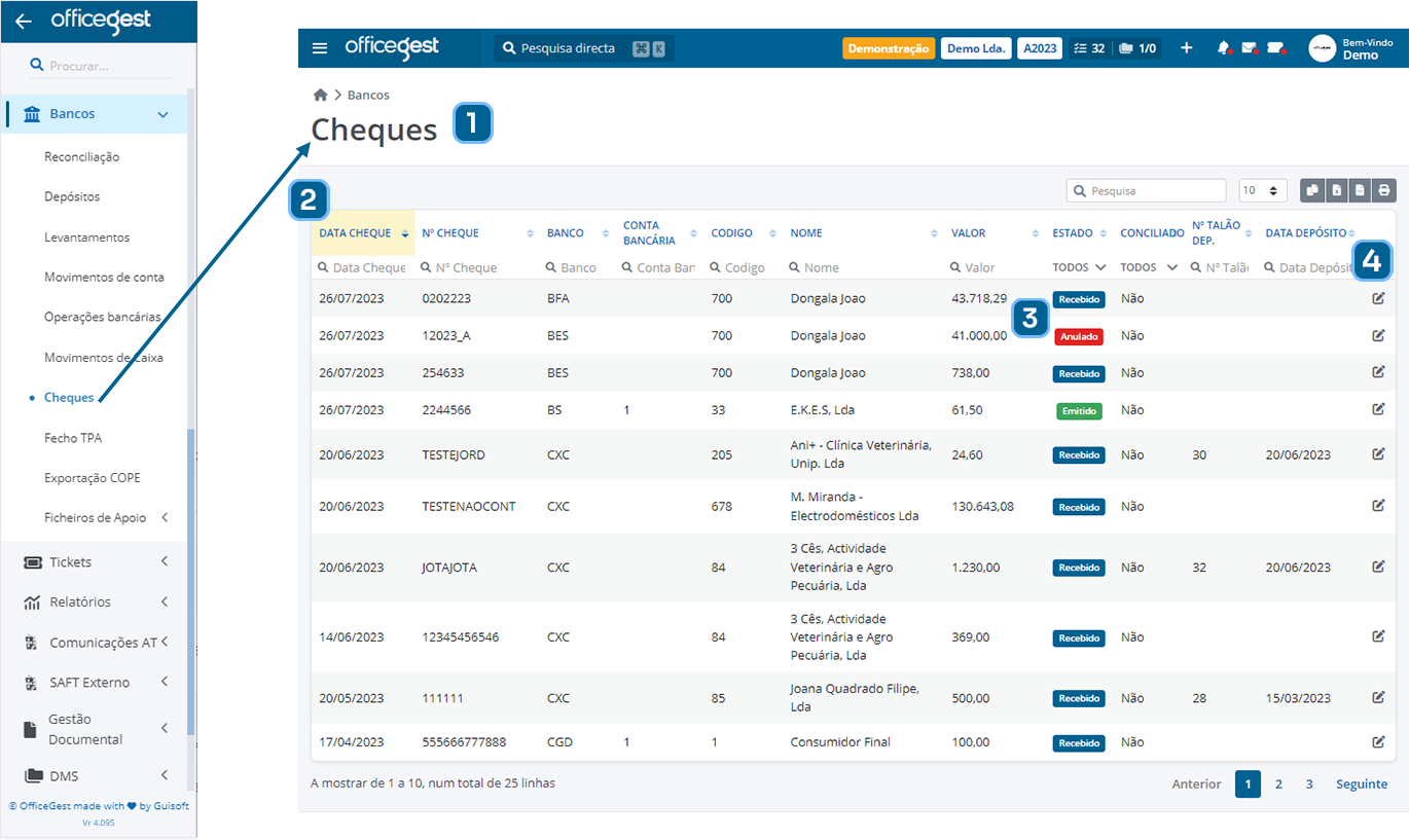 Bancos / Cheques – Help OfficeGest
