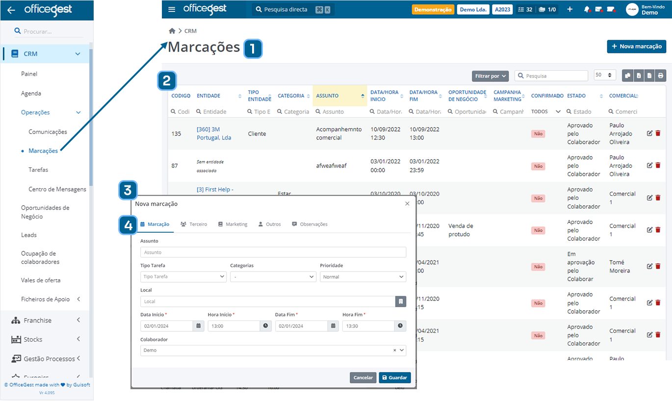 CRM / Marcações – Help OfficeGest