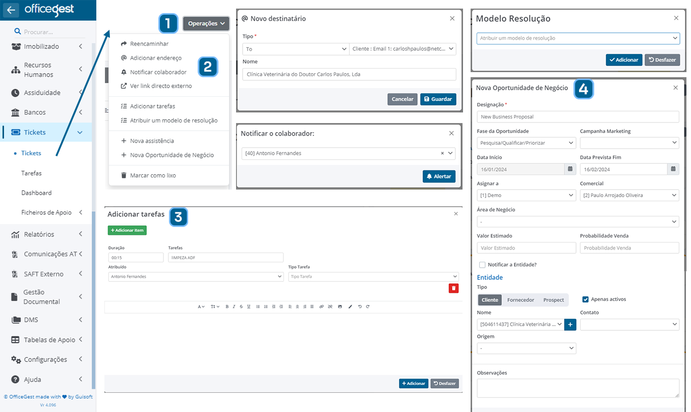 Gestão do Ticket – Operações – Help OfficeGest